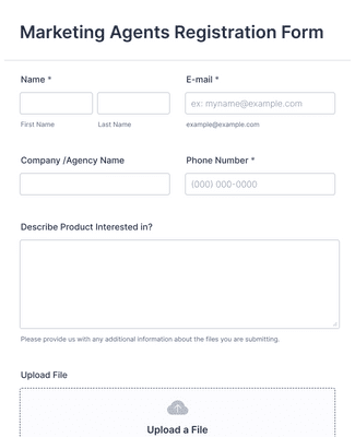 Marketing Agents Registration Form Template | Jotform
