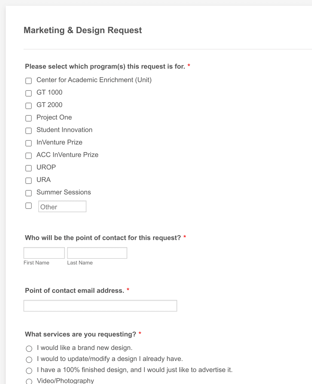Marketing and Design Form Template | Jotform