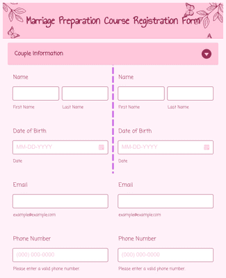 Marriage Preparation Course Registration Form Template | Jotform