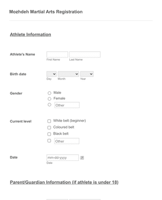 Martial Arts Course Registration Form Template | Jotform