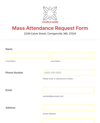 Mass Attendance Request Form Template | Jotform