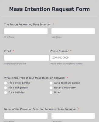 Mass Intention Request Form Template | JotForm