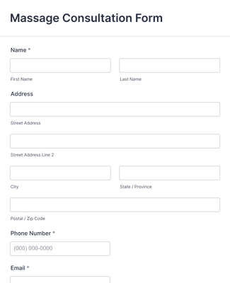 Massage Consultation Form Template | Jotform