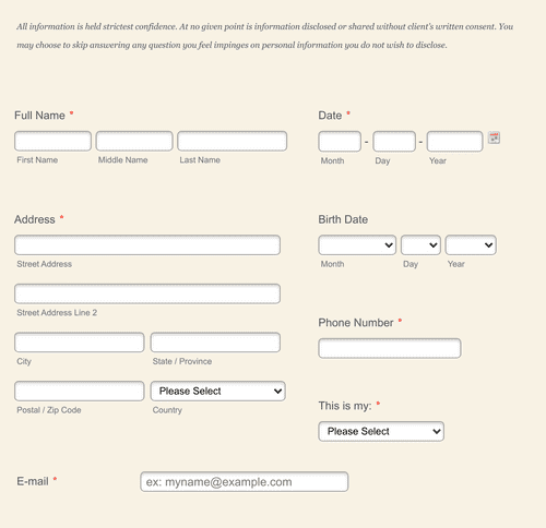 Massage Therapy Client Intake Form Template | Jotform