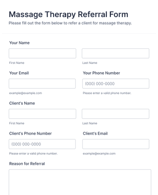 Massage Therapy Referral Form Template | Jotform