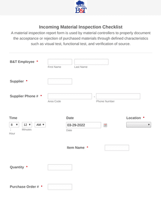 Material Inspection Checklist Form Template | Jotform
