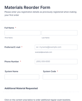 Materials Reorder Form Template | Jotform