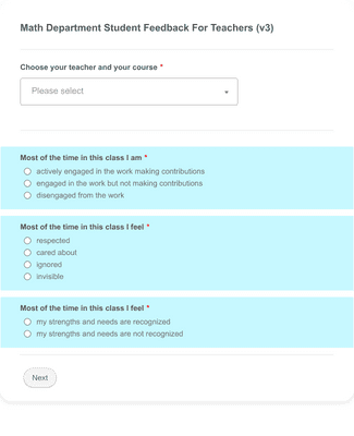 Math Department Student Feedback For Teachers Form Template | Jotform