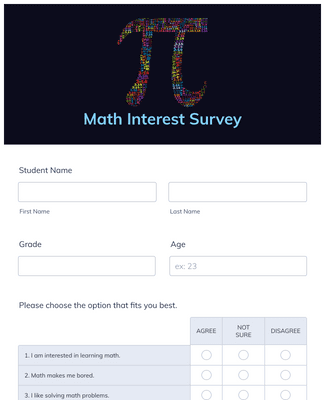 Math Interest Survey Form Template | Jotform