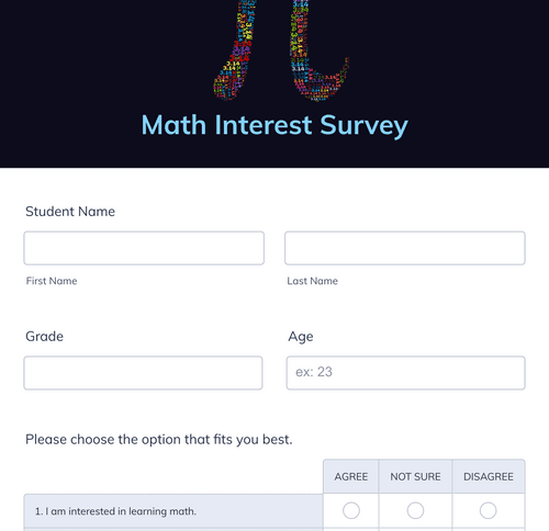 Math Interest Survey Form Template | Jotform