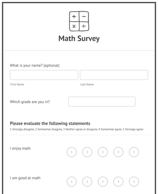 Math Survey Form Template | Jotform