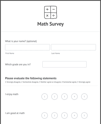 Math Survey Form Template | Jotform