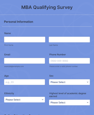 MBA Qualifying Survey Form Template | Jotform