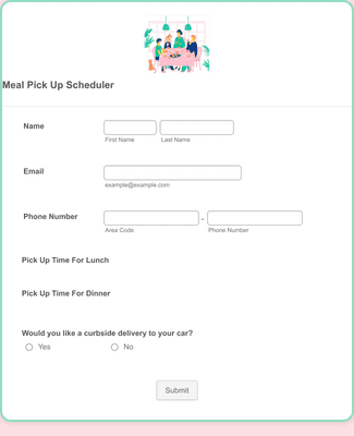 Meal Pick Up Scheduler Form Template | Jotform