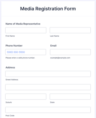 Media Registration Form Template | Jotform