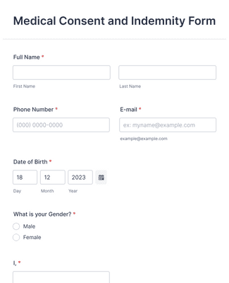 Medical Consent and Indemnity Form Template | Jotform