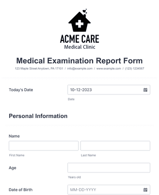 Medical Examination Report Form Template | Jotform