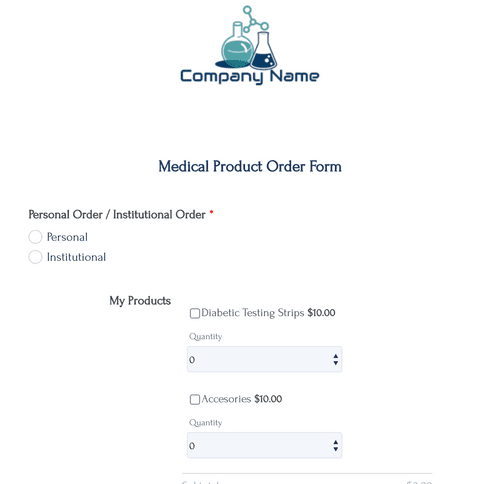 Medical Product Order Form Template | Jotform