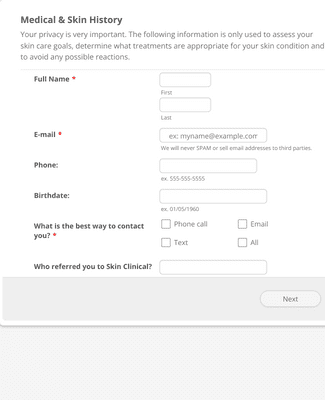 Medical Skin History Form Template | Jotform