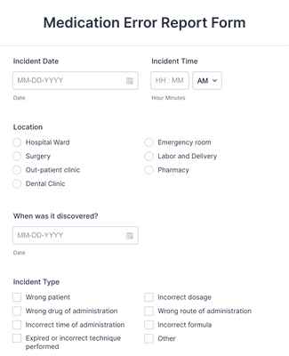 Medication Error Report Form Template | Jotform
