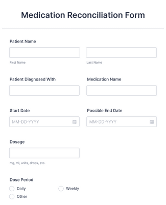 Medication Reconciliation Form Template | Jotform