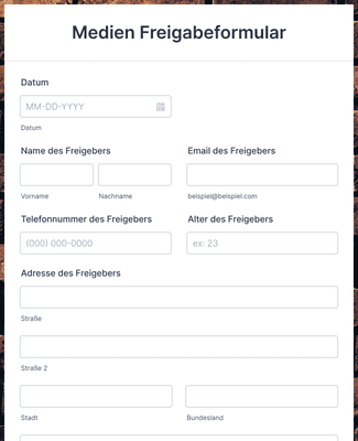 Medien Freigabeformular Formularvorlage | Jotform