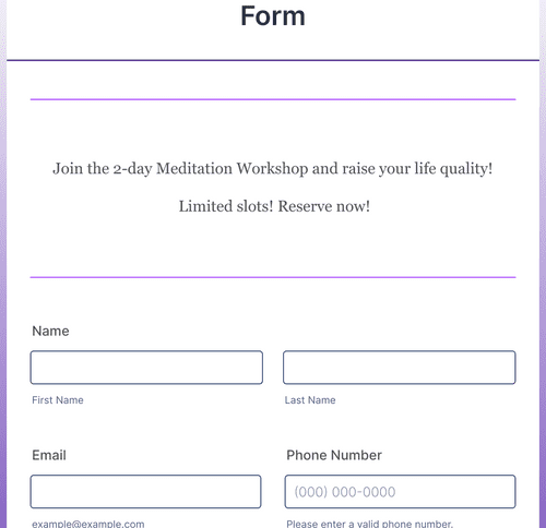 Meditation Workshop Registration Form Template | Jotform