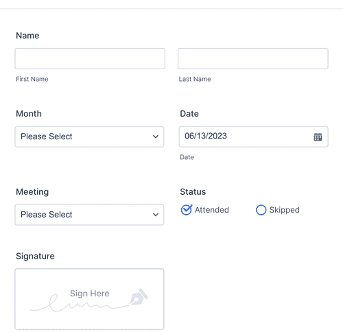 Meeting Attendance Record Form Template | Jotform