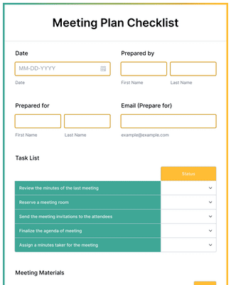 Meeting Plan Checklist Form Template | Jotform