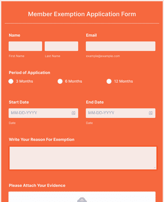 Member Exemption Application Form Template | Jotform