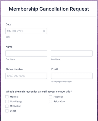 Membership Cancellation Request Form Template | Jotform