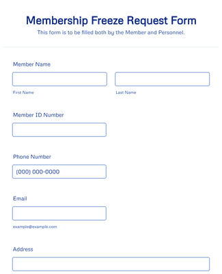 Membership Freeze Request Form Template | Jotform