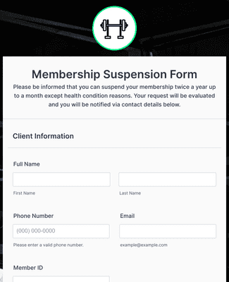 Membership Suspension Form Template | Jotform
