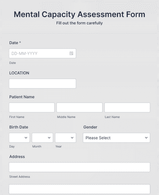 Mental Capacity Assessment Form Template | Jotform