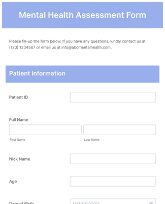 Mental Health Assessment Form Template | Jotform