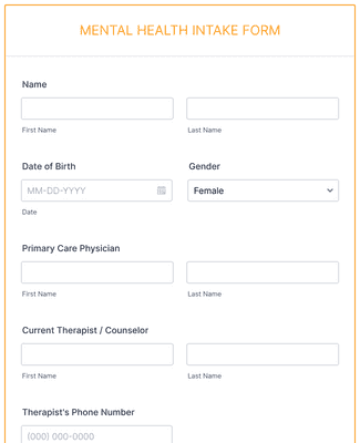 Mental Health Intake Form Template | Jotform