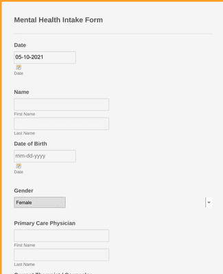 Mental Health Intake Form Template | JotForm