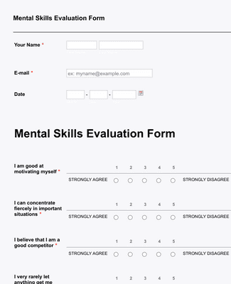 Mental Skills Evaluation Form Template | Jotform