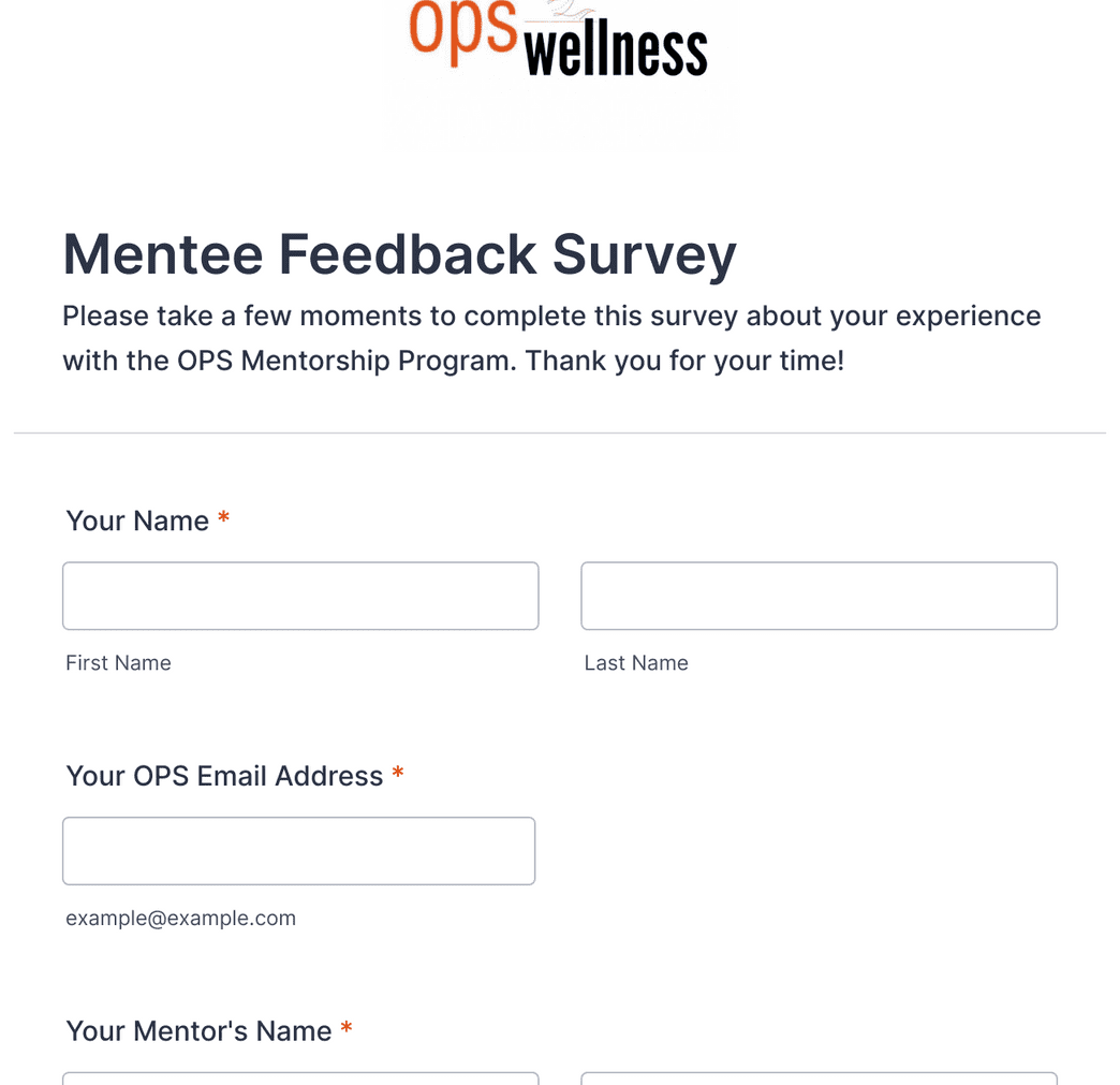 Mentee Feedback Survey Form Template | Jotform