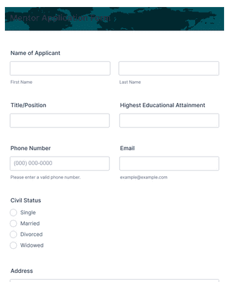 Mentor Application Form Template | Jotform