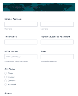 Mentor Application Form Template | Jotform