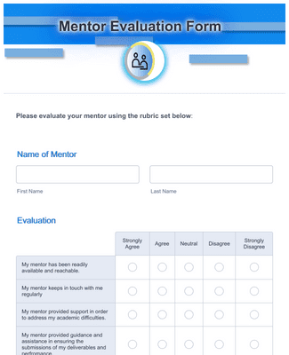 Mentor Evaluation Form Template | Jotform