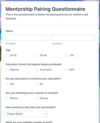 Mentorship Pairing Questionnaire Form Template | Jotform