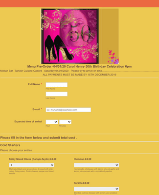 Menu Pre-Order Form Template | Jotform