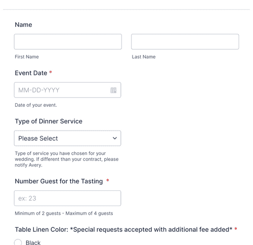 Menu Tasting Form Template | Jotform