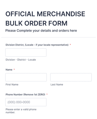 143 MERCH Form Template | Jotform