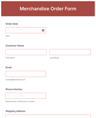Merchandise Order Form Template | Jotform