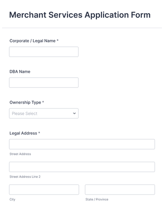 Merchant Services Application Form Template | Jotform
