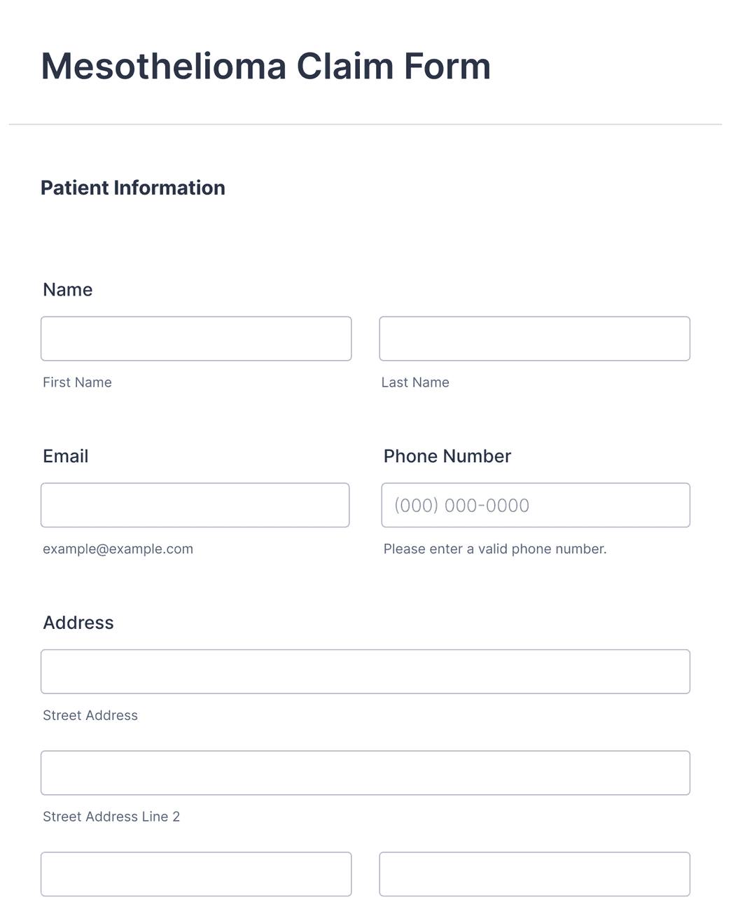 Mesothelioma Claim Form Template | Jotform