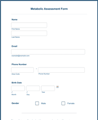 Metabolic Assessment Form Template | Jotform